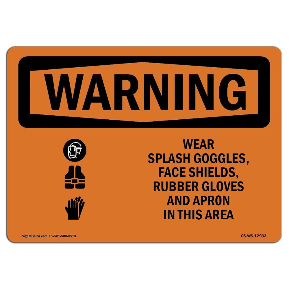 UPC 795089837752 - 7 x 10 in. OSHA Warning Sign - Wear Splash Goggles ...